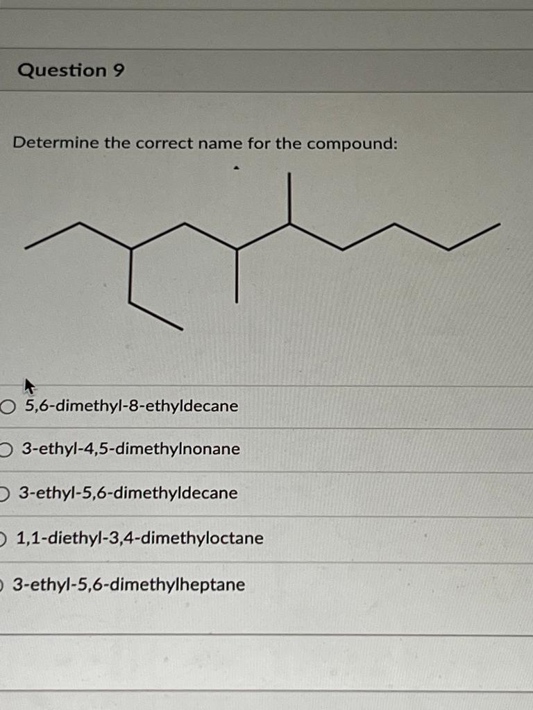 Solved Determine the correct name for the compound: | Chegg.com