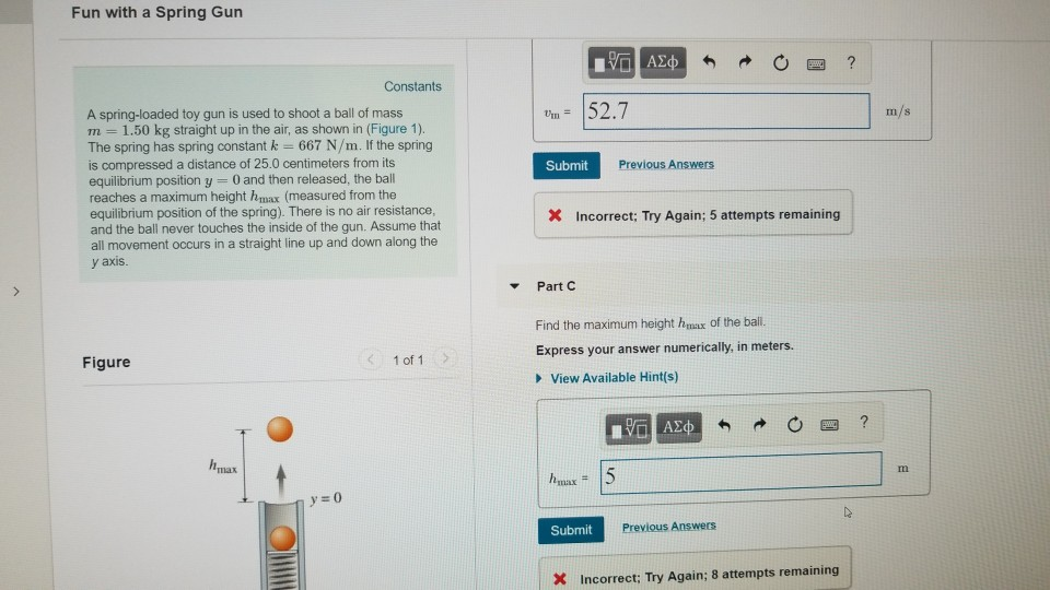 Solved Part B Constants Find Um the muzzle velocity of the | Chegg.com