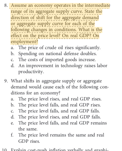 Solved 8. Assume an economy operates in the intermediate | Chegg.com