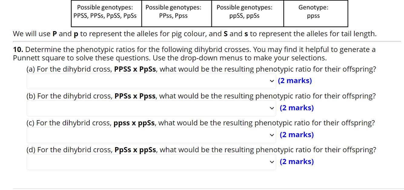 Solved - Part II: Dihybrid Cross - Question 10 This question | Chegg.com
