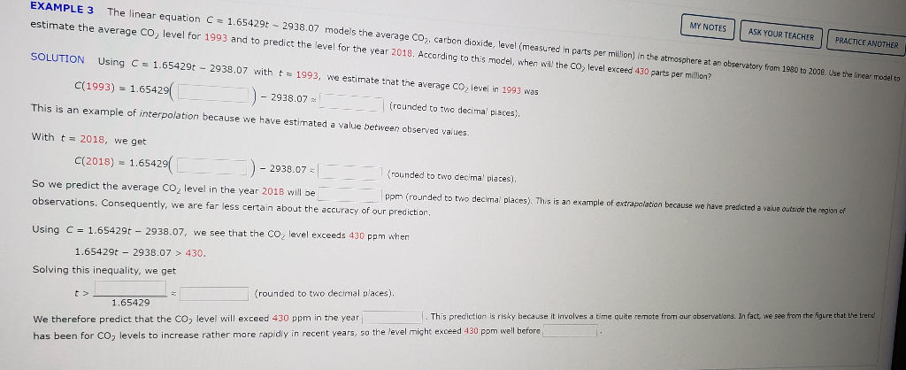 Solved EXAMPLE 3 The linear equation C = 1.65429 - 2938.07 | Chegg.com