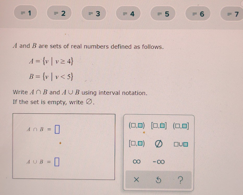 Solved =1 =2 = 3 4 5 2 = = 6 3 5 = 7 6 = 7 A and B are sets | Chegg.com