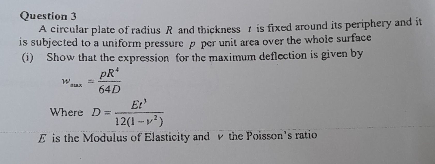 Question 3 A circular plate of radius R and thickness | Chegg.com