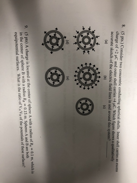 Solved 8. (5 pts.) Consider two concentric conducting | Chegg.com