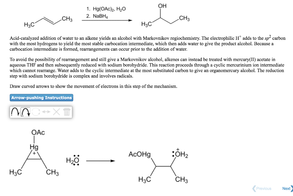Solved OH 1. Hg(OAC)2, H20 2. NaBHA CH3 CH3 H3C H3C | Chegg.com
