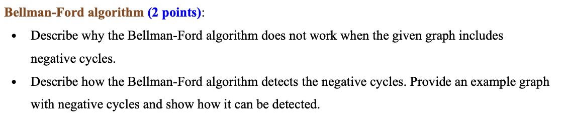 Solved Bellman Ford Algorithm 2 Points Describe Why The