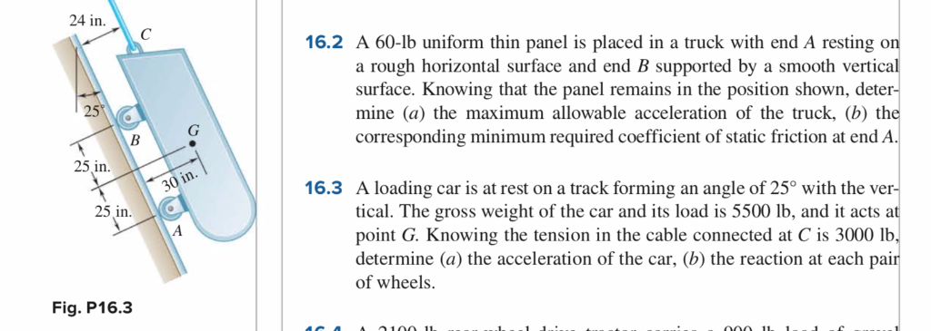 Solved A loading car is at rest on a track forming an angle | Chegg.com