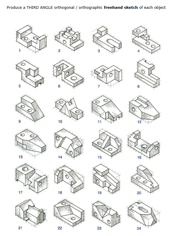 Solved Produce a THIRD ANGLE orthogonal / orthographic | Chegg.com