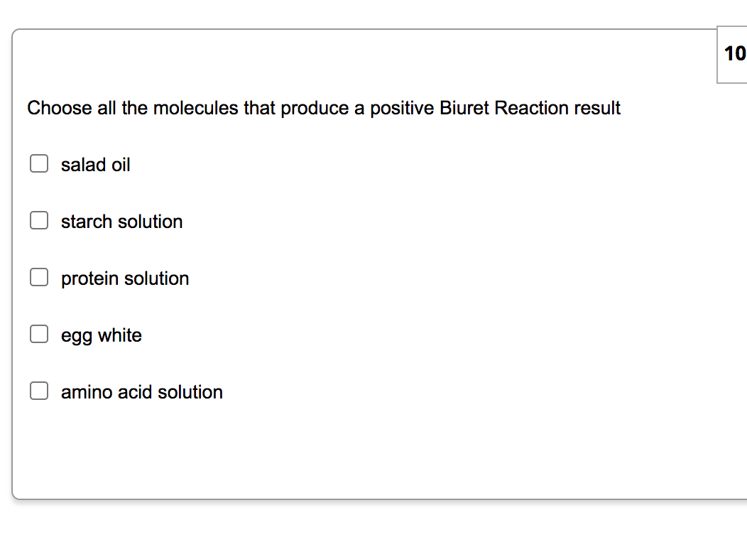 Solved Choose all the molecules that produce a positive | Chegg.com