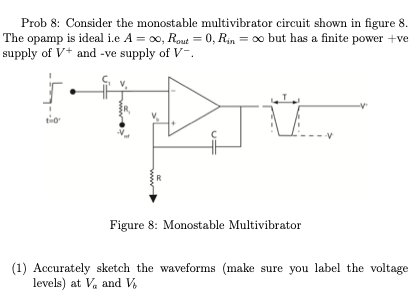 Solved Prob 8: Consider the monostable multivibrator circuit | Chegg.com