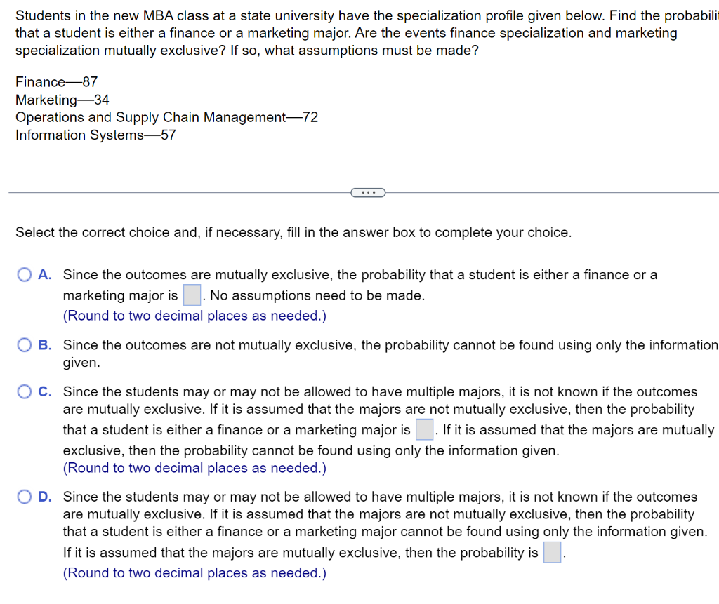 Solved Students in the new MBA class at a state university | Chegg.com