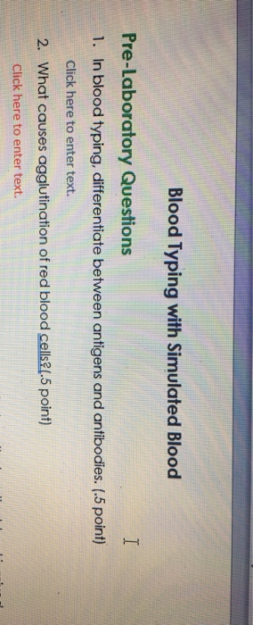 Solved Blood Typing with Simulated Blood Pre-Laboratory | Chegg.com