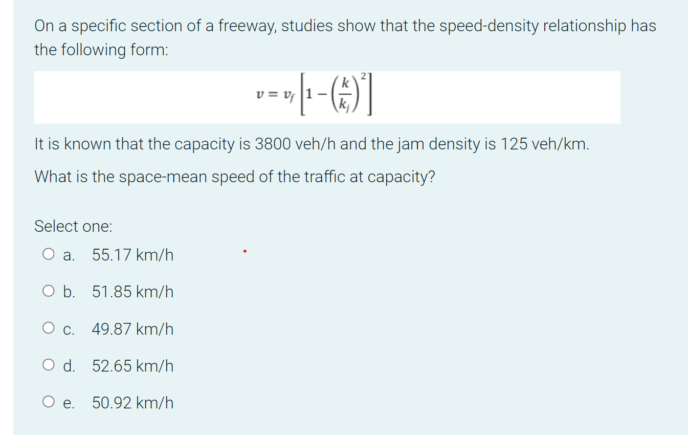Solved On a specific section of a freeway, studies show that | Chegg.com