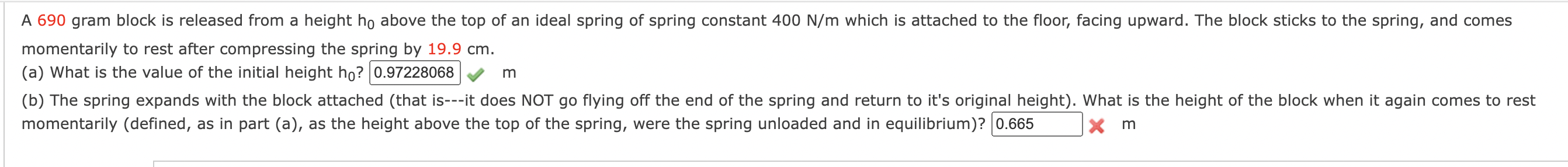Solved momentarily to rest after compressing the spring by | Chegg.com