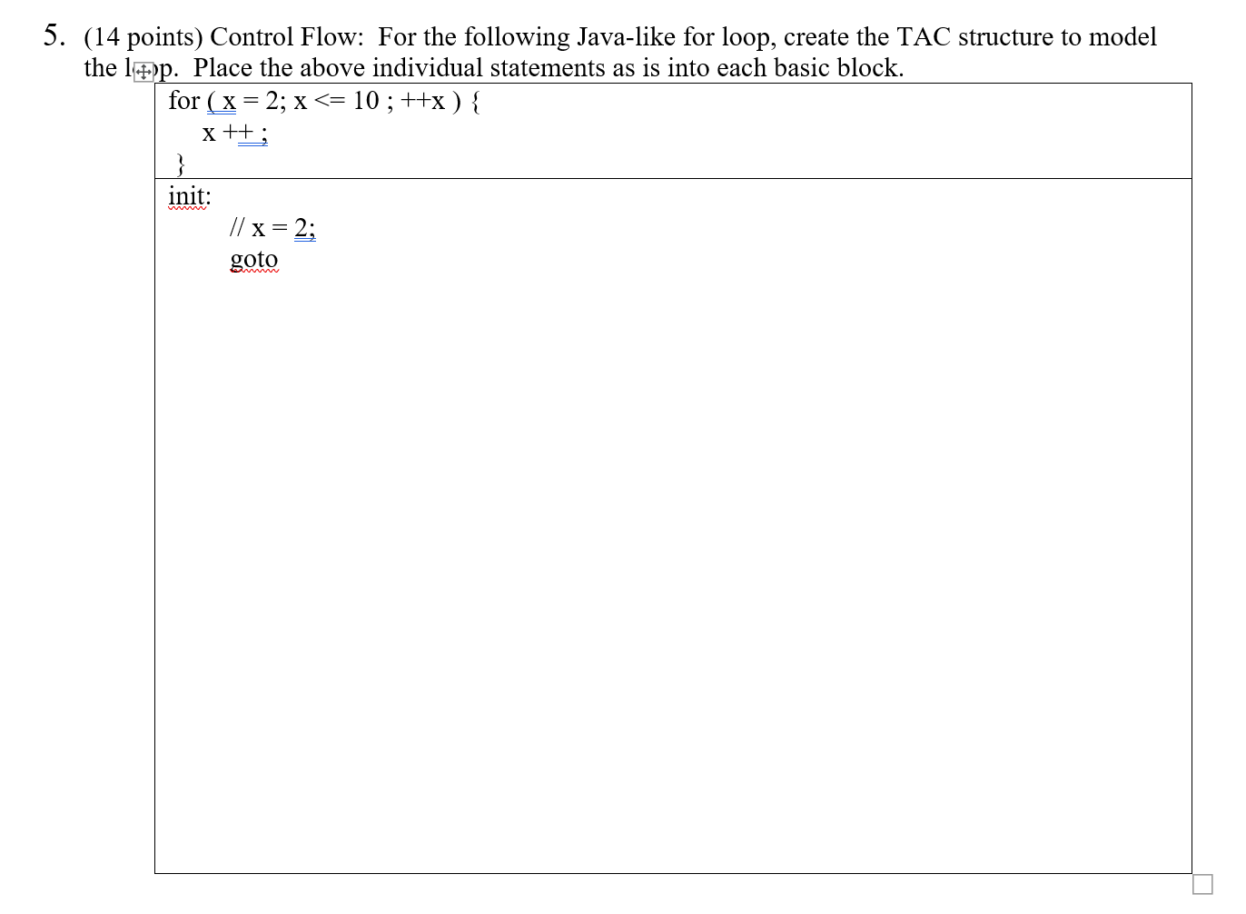 Solved 5. (14 points) Control Flow: For the following | Chegg.com