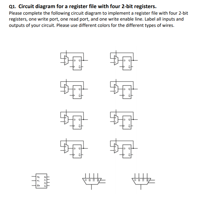 Solved o1. Circuit diagram for a register file with four | Chegg.com
