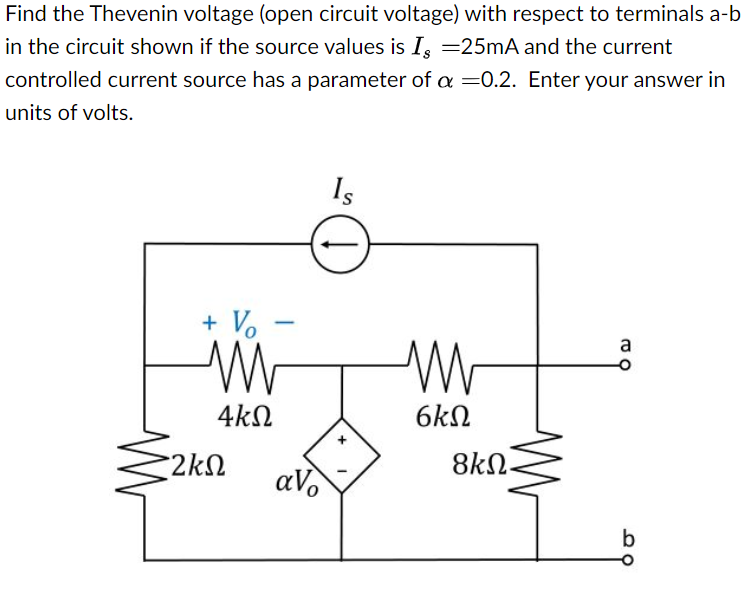 Solved Find the Thevenin voltage (open circuit voltage) with | Chegg.com