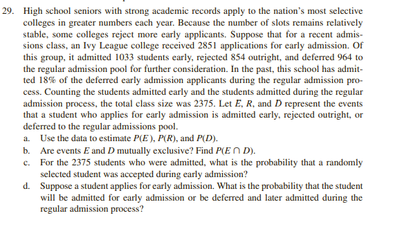 Solved 9. High school seniors with strong academic records | Chegg.com