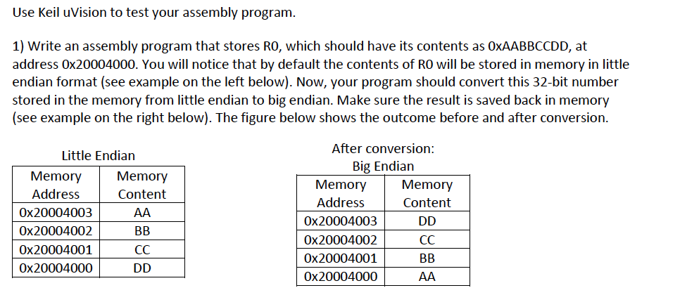 Use Keil uVision to test your assembly program. 1) | Chegg.com