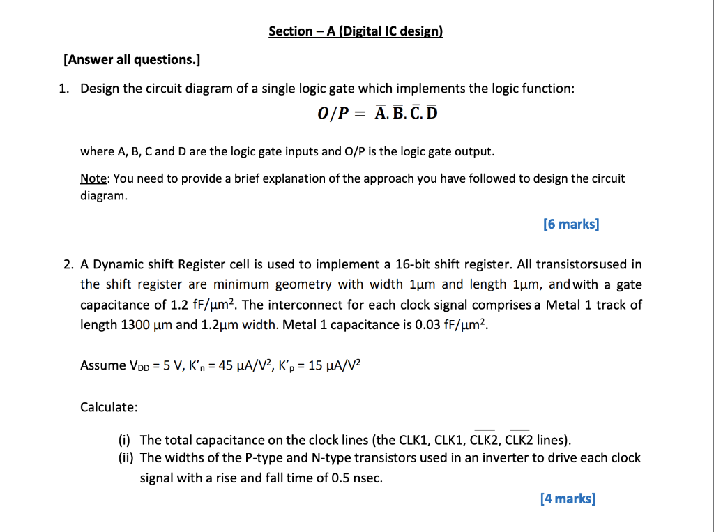 Solved 1. Design the circuit diagram of a single logic gate | Chegg.com