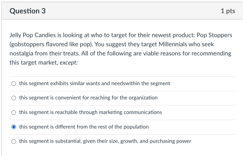 Solved Jelly Pop Candies is looking at who to target for | Chegg.com
