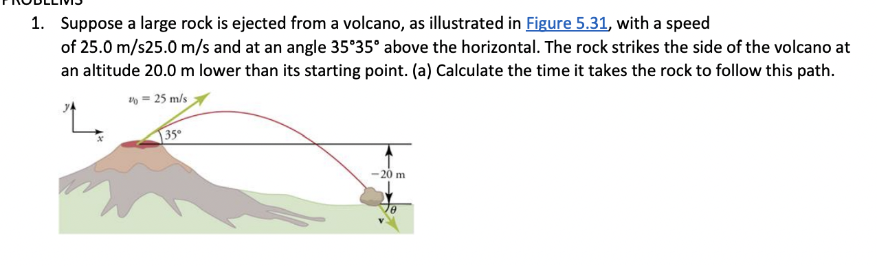 Solved a 1. Suppose a large rock is ejected from a volcano, | Chegg.com