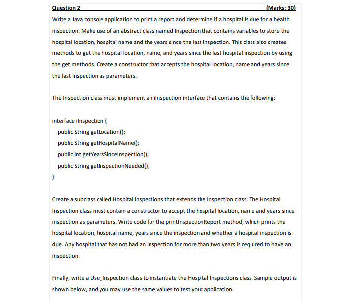 Solved Question 2 (Marks: 30) Write a Java console | Chegg.com