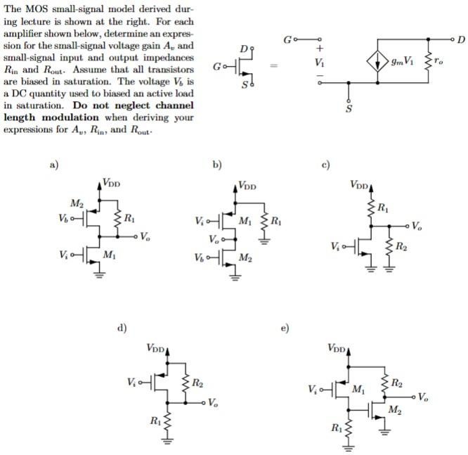 Solved The MOS small-signal model derived during lecture is | Chegg.com