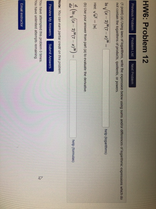 Solved HW6: Problem 12 Previous ProblemProblem List Next | Chegg.com Solved HW6: Problem 12 Previous ProblemProblem List Next | Chegg.com