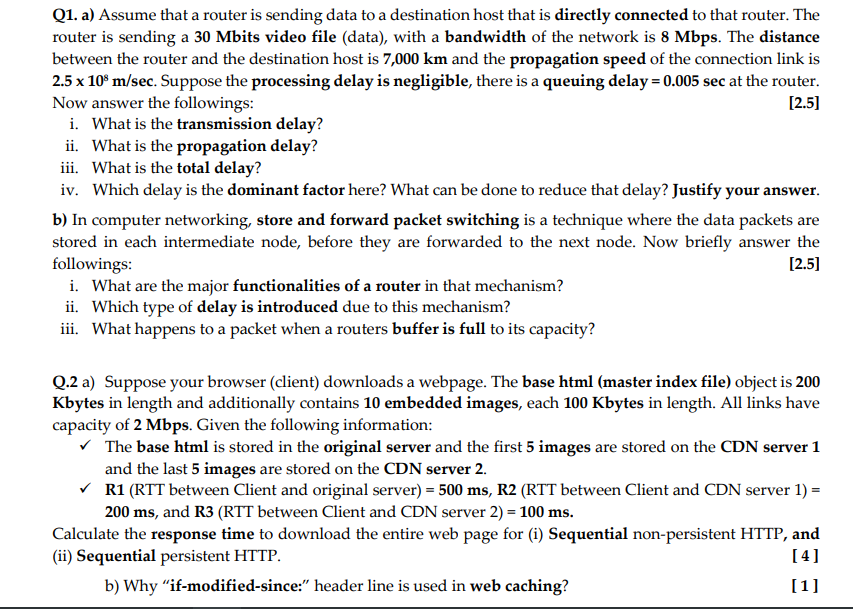 Solved Q1. a) Assume that a router is sending data to a | Chegg.com