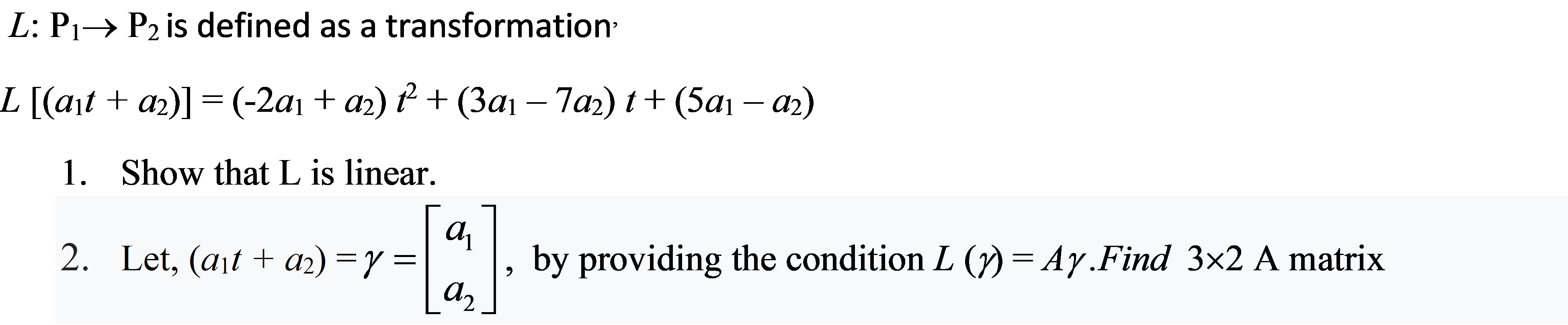 Solved a, 2. Let, (ait + a2) = y = by providing the | Chegg.com