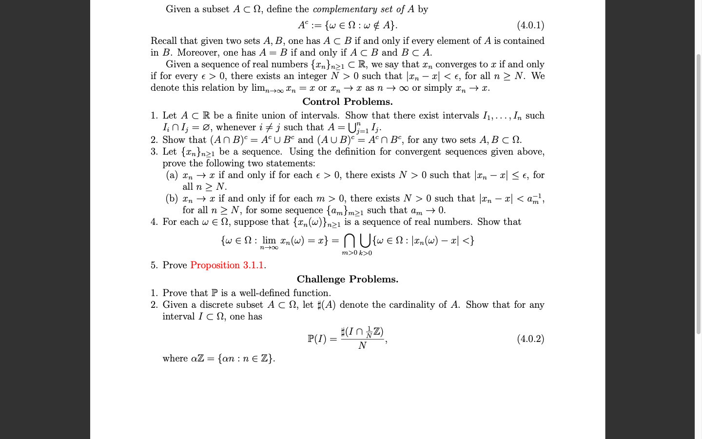 Solved Given a subset AC1, define the complementary set of A | Chegg.com