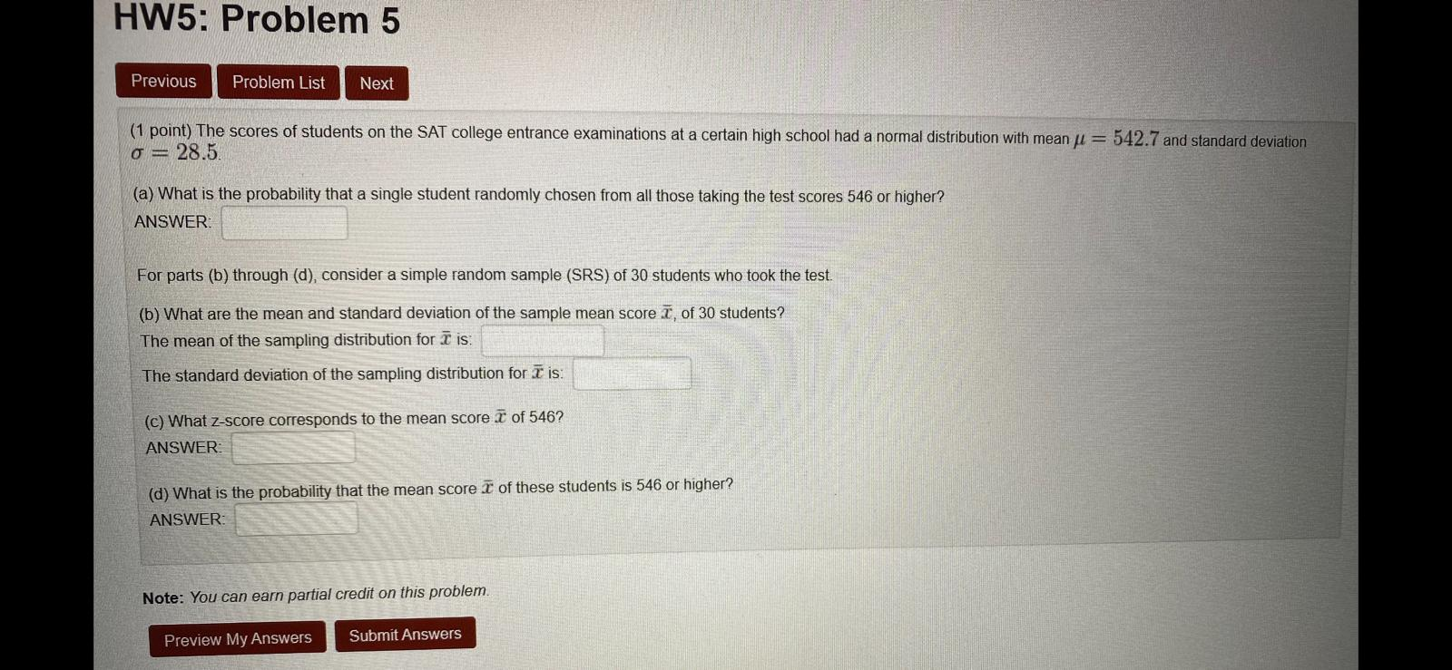 Solved HW5: Problem 5 Previous Problem List Next (1 point) | Chegg.com