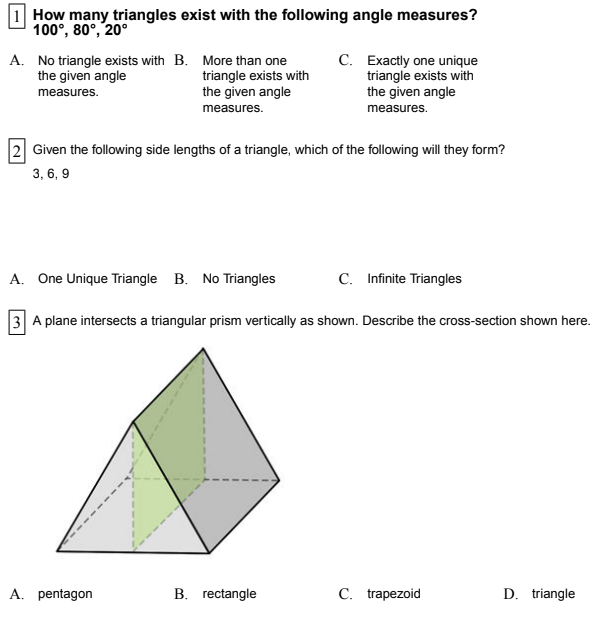 Solved How Many Triangles Exist With The Following Angle