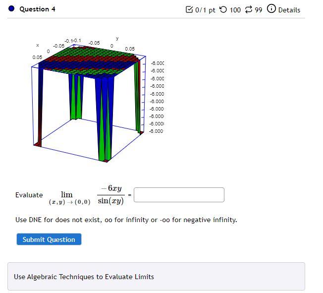 Solved Evaluate lim(x,y)→(0,0)sin(xy)−6xy= Use DNE for does | Chegg.com