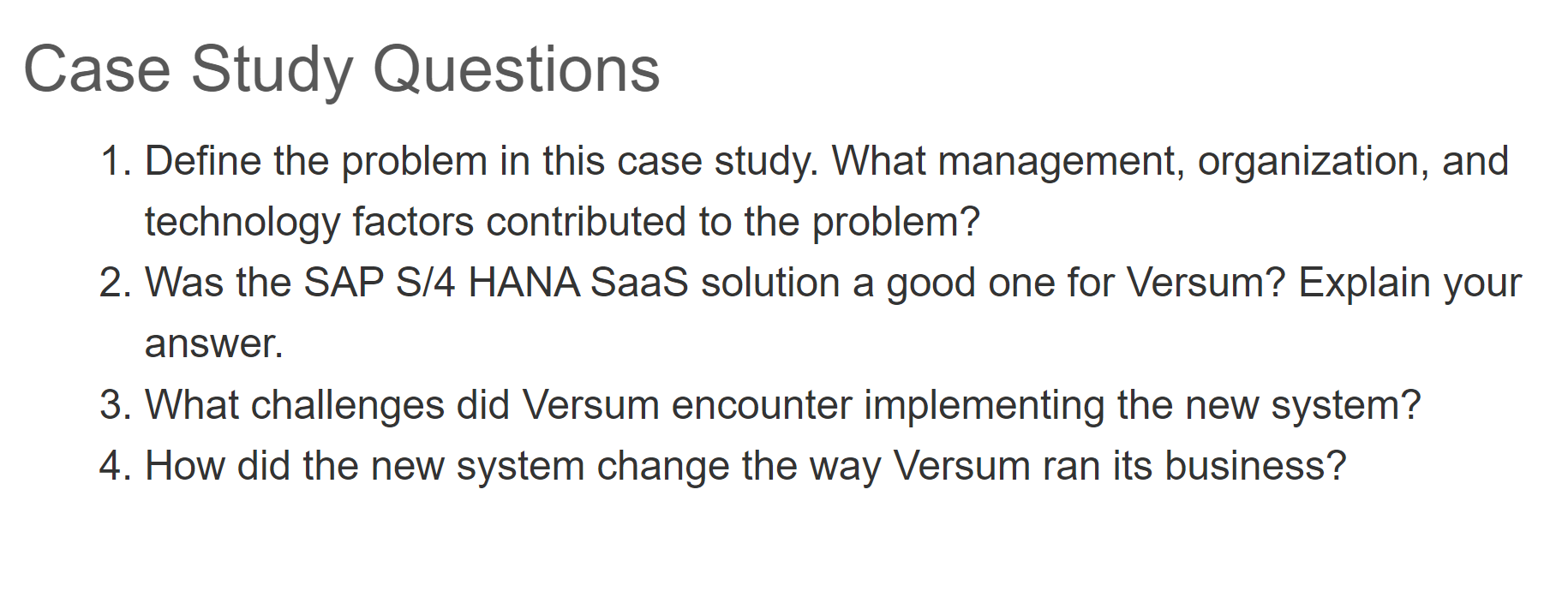 Solved Interactive Session Technology Versum's ERP | Chegg.com