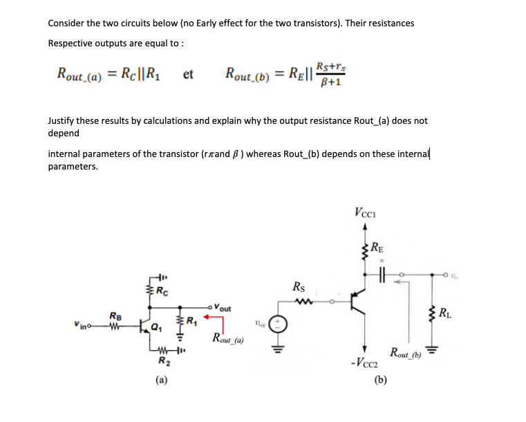 Solved Consider the two circuits below (no Early effect for | Chegg.com