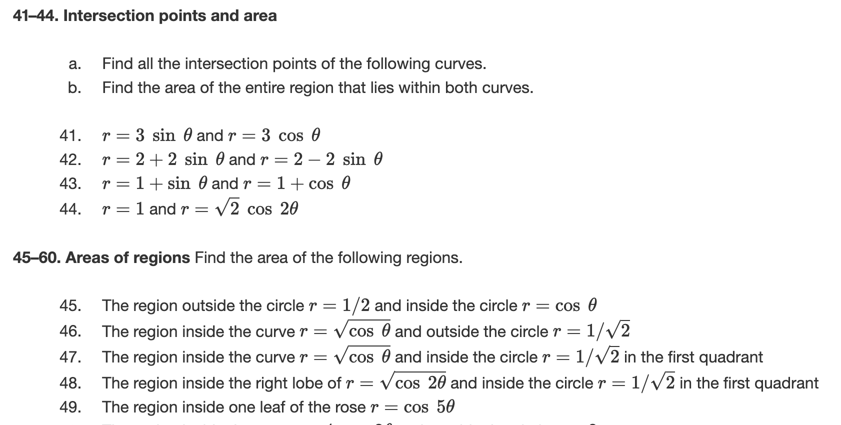 Solved 1-44. Intersection points and area a. Find all the | Chegg.com