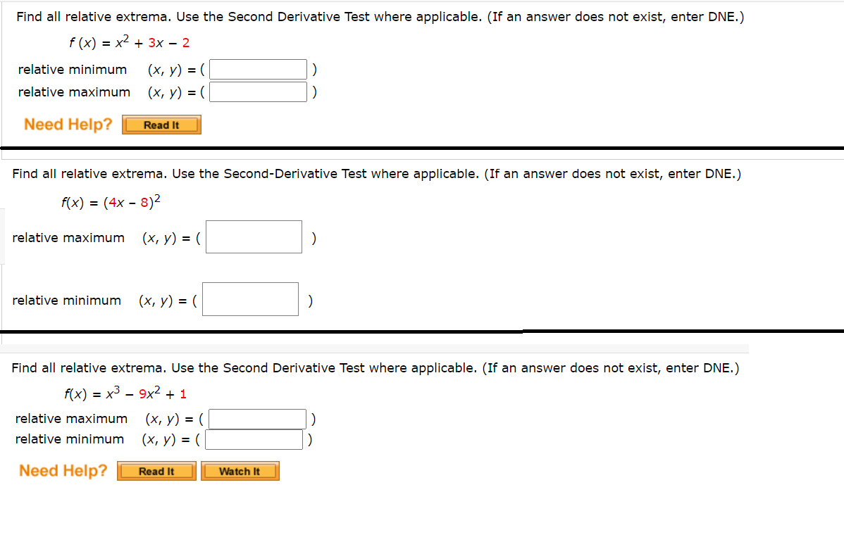 Solved Find all relative extrema. Use the Second Derivative | Chegg.com