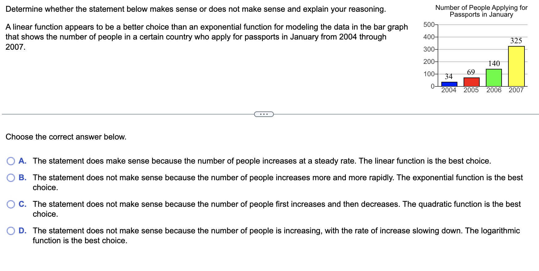 Solved Determine whether the statement below makes sense or | Chegg.com