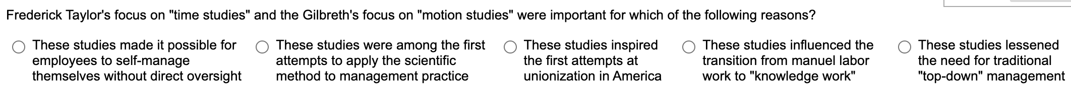 Solved Frederick Taylor's focus on "time studies" and the | Chegg.com