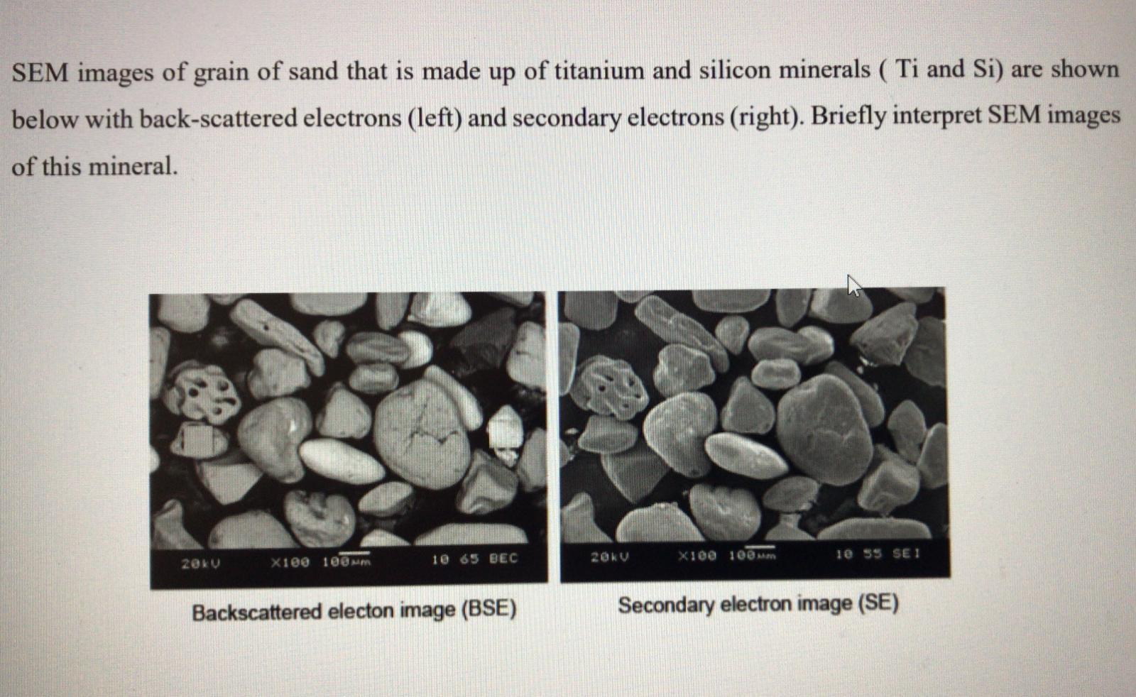 Solved SEM images of grain of sand that is made up of | Chegg.com