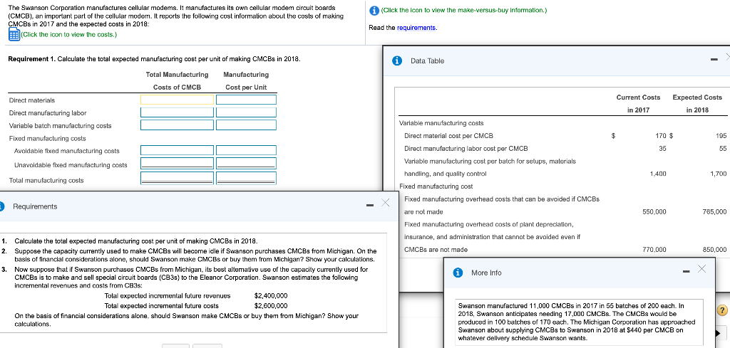 Solved (Click the icon to view the make-versus-buy | Chegg.com
