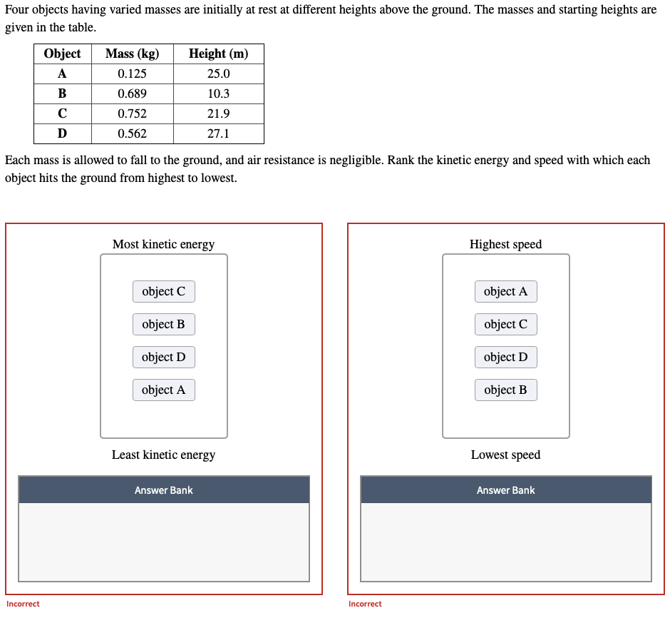 Solved Four objects having varied masses are initially at | Chegg.com
