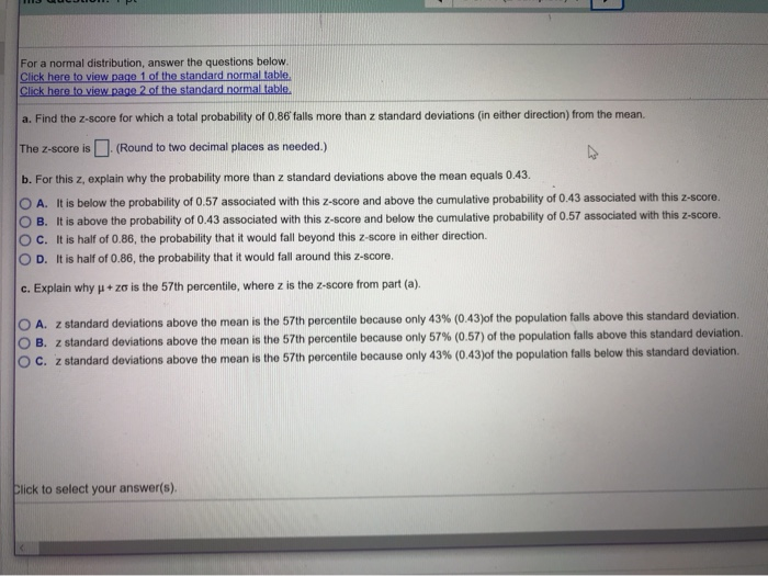 Solved For a normal distribution, answer the questions | Chegg.com