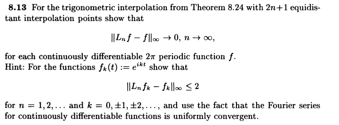 8.13 For the trigonometric interpolation from Theorem | Chegg.com