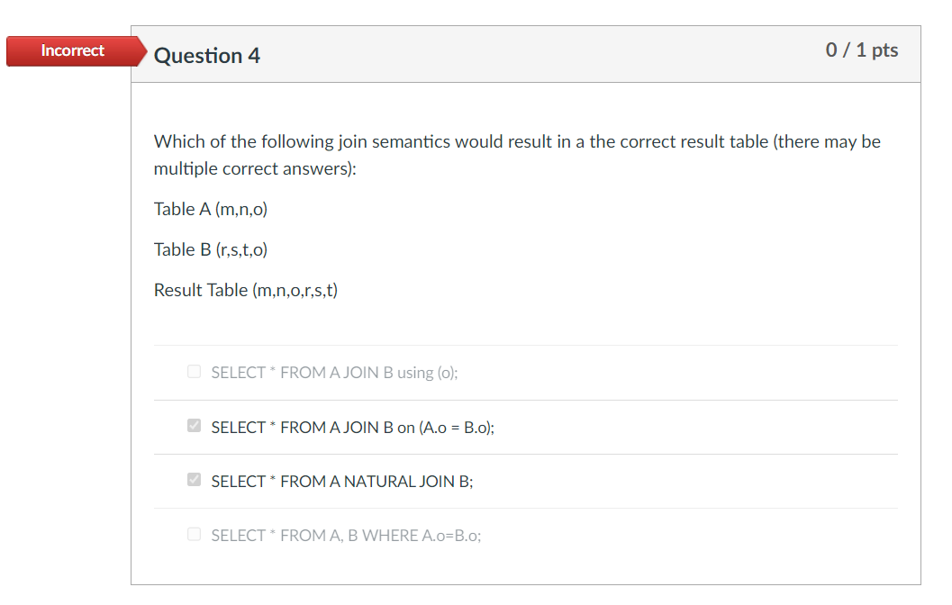 Solved Which of the following join semantics would result in | Chegg.com