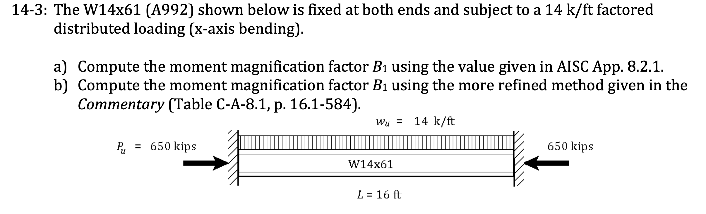 14-3: The W14x61 (A992) shown below is fixed at both | Chegg.com