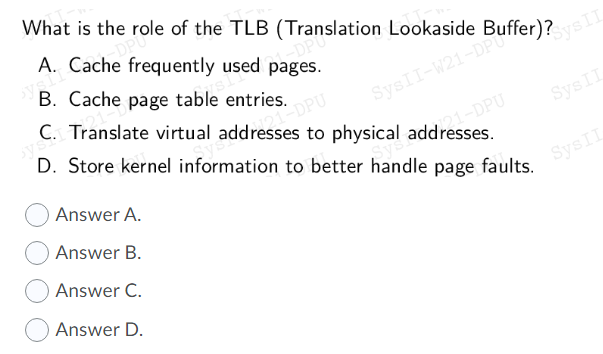 Solved What is the role of the TLB (Translation Lookaside | Chegg.com