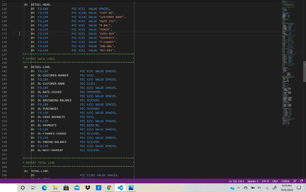Solved My COBOL Program is having the report come | Chegg.com